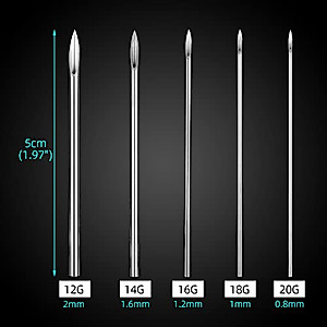Body Piercing Needles, ATOMUS 10pcs 16G Stainless Steel Sterile Disposable Ear Nose Navel Nipple Lip Piercing Needles