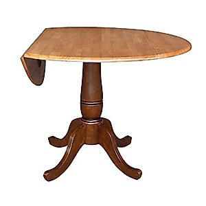 IC International Concepts 42" Round Dual Drop Leaf Pedestal Table-29.5" h Dining Table, Cinnamon/Espresso