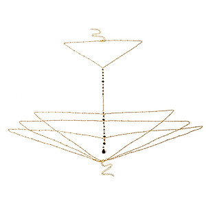 Cosydays Women Gold Belly Body Chain Rhinestone Chest Chains Beach Bikini Bra Chain (A-Rhinestone)