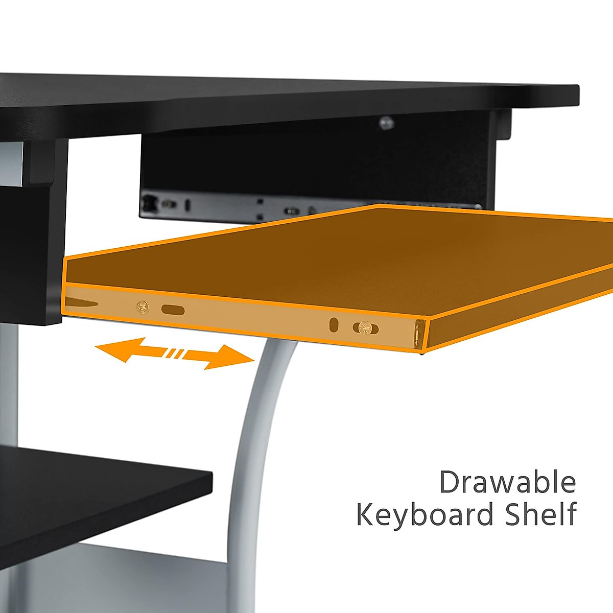 Topeakmart Rolling Computer Desk with Charging Station and 2 USB Ports for Small Space, Study Writing Desk with Keyboard Tray and Printer Shelf for Home Office, Compact Study Table with Wheels, Black