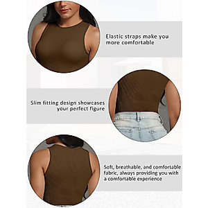 AUTOMET Womens 3 Piece Bodysuits Sexy Ribbed Sleeveless Halter Neck Shapewear Tank Tops One Piece Jumpsuits Summer Outfits