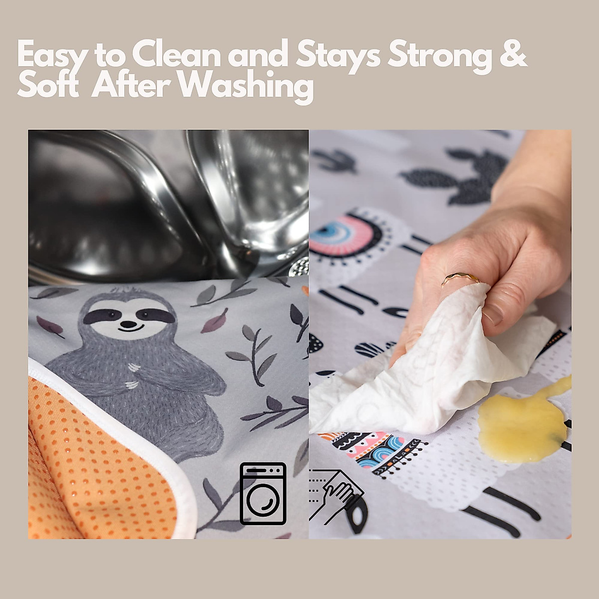 BABYBOET Splat Mat for Baby – Under High Chair Floor Mat Protects Wood, Vinyl and Carpet from Spills – Waterproof 4 Layer Baby Mat with Anti-Skid Backing Deters Bunching and Sliding (51” x 51”)