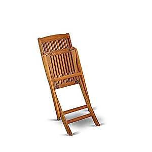 East West Furniture DICM5CWNA Diboll 5 Piece Patio Bistro Dining Furniture Set Includes an Oval Outdoor Acacia Wood Table and 4 Folding Side Chairs, 36x60 Inch, Natural Oil