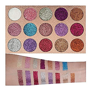 BestLand 15 Colors Glitter Eyeshadow Palette Shimmer Ultra Pigmented Makeup Eye Shadow Powder Long Lasting Waterproof Holiday Party Makeup (Colors A)