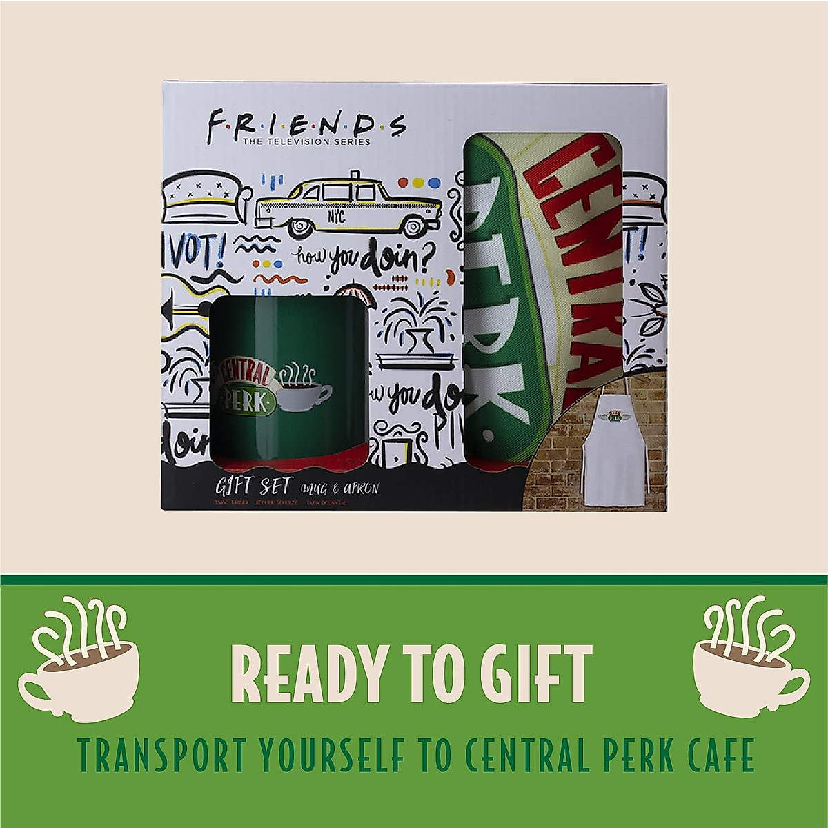 Paladone Friends Mug and Apron Gift Set Officially Licensed Merchandise