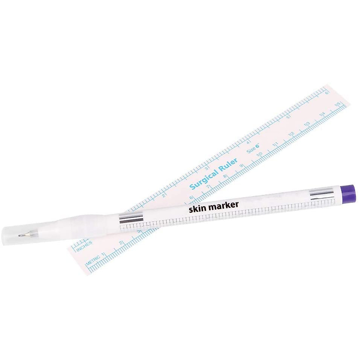 Beauty7 Tattoo Skin Markers Pen Piercing Eyebrow Tattoo Pen Surgical Tip 0.5mm/1mm Body Art Scribe Marking Tool with Ruler (1 Pack)
