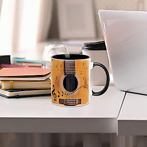 1/3 Ceramic Coffee Mug - Novelty Music Note Cups, Funny Music Note Coffee Mug | Guitars Piano Violin Musician Coffee Cup, Musical Notes Design Guitar Coffee Cup for Musical Teacher Music Lover
