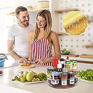 4 Pack Lazy Susan Organizer for Cabinet, Upgraded 11.5" Clear Lazy Susan Turntable with Handles and Raised Edge, Rotating Lazy Susan Spice Storage for Kitchen, Pantry, Refrigerator, Bathroom, Table