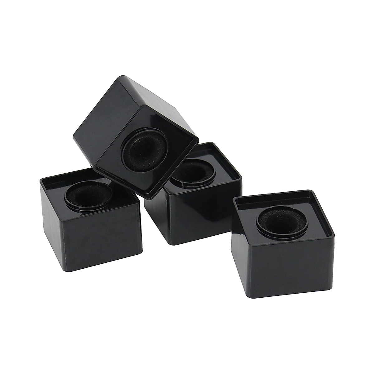 YaeGarden 4-Pack Microphone Flag Station Portable Square Cube Shaped Interview Mic Flag Station Logo Superior ABS Material, Black