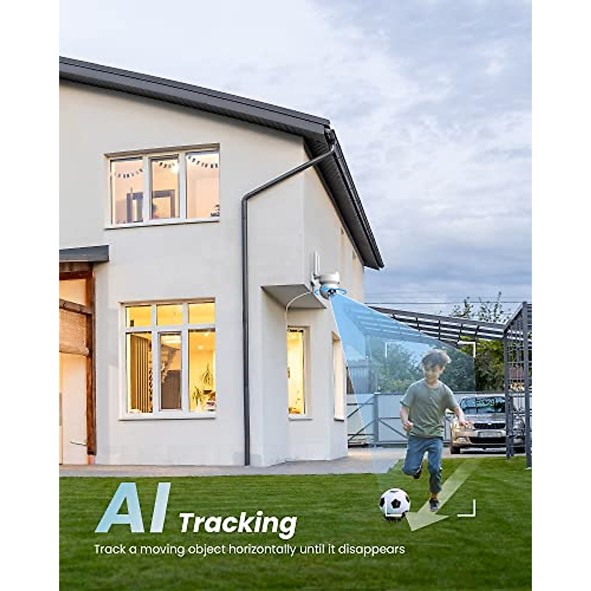 TOAIOHO 2K Security Camera Outdoor, Camera for Home Security Outside with Color Night Vision, Motion Detection and Alarm, 2-Way Talk, IP66 Waterproof, 360°Viewing,SD Card & Cloud Service