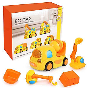 Aomola Toys for 2 Year Old Boys Girls, Toddler Toys, Birthday Gifts, Remote Control Car Toys for Kids, Engineering Construction Trucks with Music and Lights