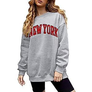 BBX Lephsnt Womens Sweatshirts and Hoodies Graphic New York Oversized Ladies Sweatshirts Fleece Pullover Hoodies(GREY,M)