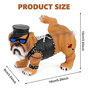 Peeing Dog Statue, Badass Tough Guy Bulldog Dog Ornaments with Glasses, Resin Desktop Crafts Decoration Gift for Children Family