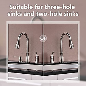 APPASO 3 Hole Kitchen Faucet with Pull Down Sprayer Stainless Steel Brushed Nickel, 2 Hole Pull Out Kitchen Sink Faucet with Side Single Handle and Soap Dispenser, 211BN