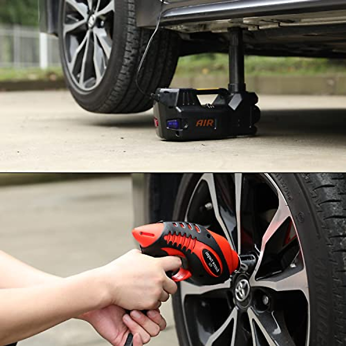 STANDTALL Electric Car Jack 5 Ton 12V Electric Car Jack Kit with Electric Impact Wrench and Tire Inflator Pump for Car Tire Change Garage Repair