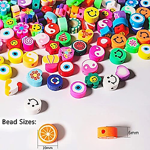 1140Pcs Flower Smiley Face Beads Polymer Clay Bead Kit Include y2k Mixed Fruit Spacer Trendy Clay Beads Charms for Jewelry Making, Bracelet Making Kit Accessories for Women Girls
