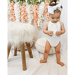 Bailey's Blossoms Trendy Drake Crochet Halter Romper Snap Closure Gardenia 0-3 Months