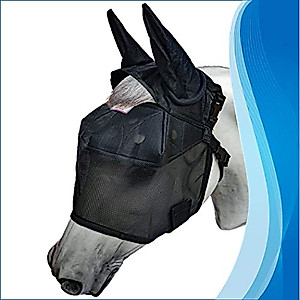 EquiVizor 95% UV Eye Protection (Size Mini) Horse Fly Mask with Ears. Uveitis, Corneal Ulcer, Cataract, Light Sensitive, Cancer. Designed to Stay On Your Horse, Off The Ground!