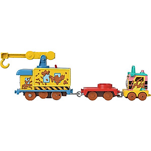 Thomas & Friends Motorized Toy Set Muddy Fix ‘em Up Friends Carly the Crane & Sandy the Rail Speeder for Preschool Pretend Play Kids Ages 3+ Years