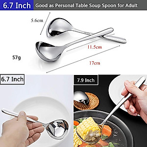Qualizon 18/8 Stainless Steel Mini Ladle Deep Soup Spoon Large Serving Spoon Ramen Spoon - 6.7inch Short Handle