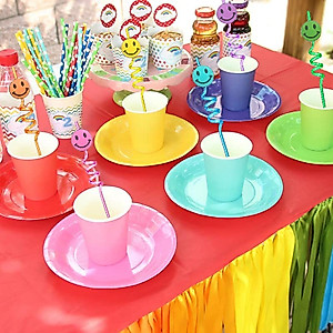 24 pcs Smile Party Decorations Straws One Happy Dude Birthday Party,Happy Pastel Party,Bachelorette Party,Baby Shower