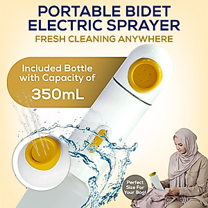 Portable Bidet | Bidet Buddy™ LuxeJet | High Pressure | Travel Bidet | 350ML Portable Bidet for Travel | Handheld Bidet | Rechargeable Electric Portable Bidet for Women/Men | Postpartum Essentials