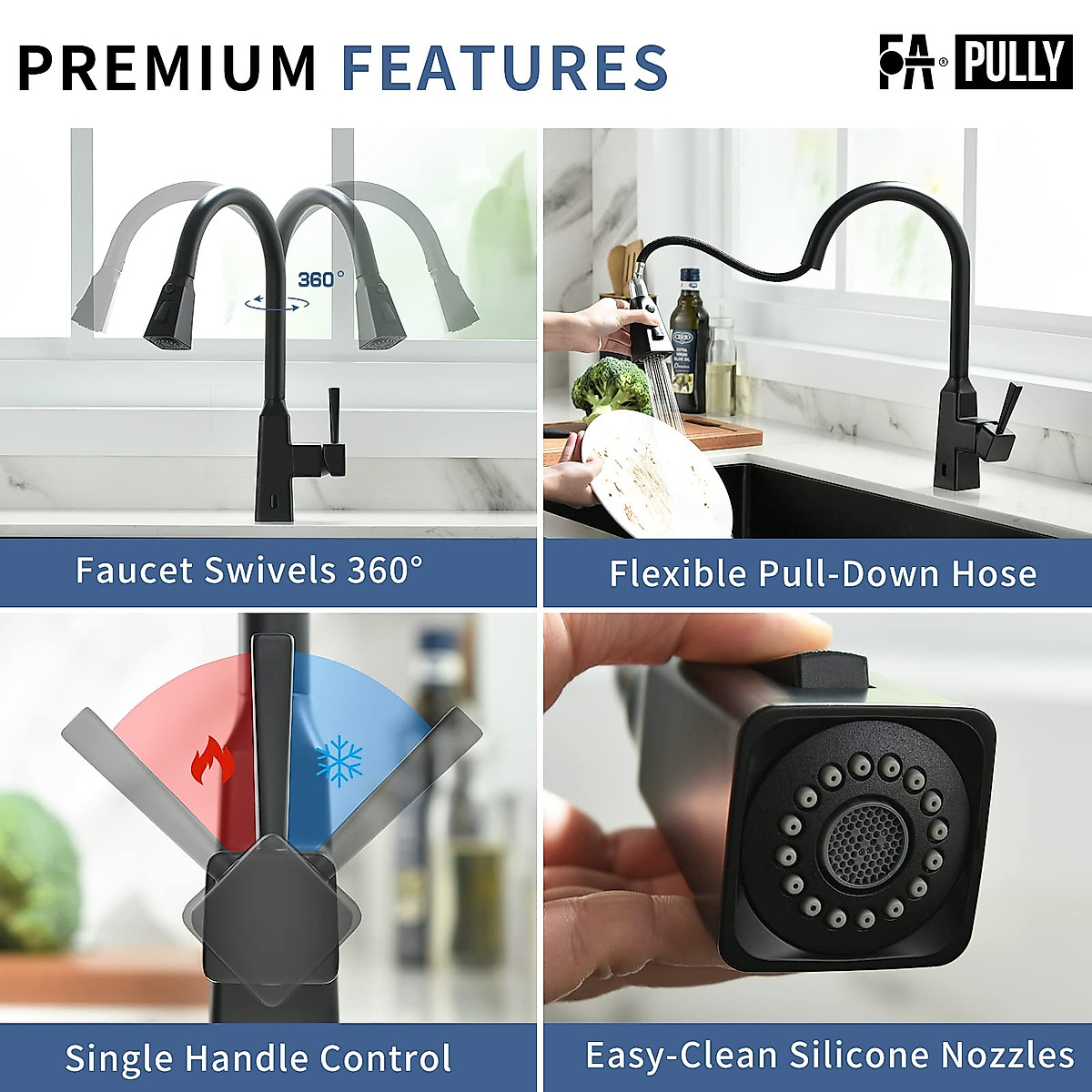 Fapully Touchless Kitchen Faucet with Pull Down Sprayer, with Soap Dispenser