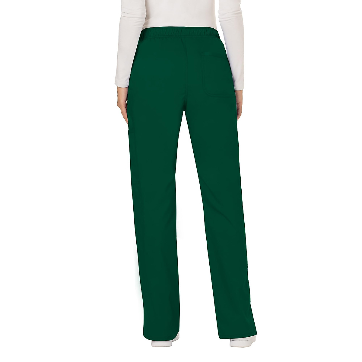 WW Revolution by Cherokee Women's Mid Rise Moderate Flare Drawstring Pant Tall, Hunter Green, X-Small Tall