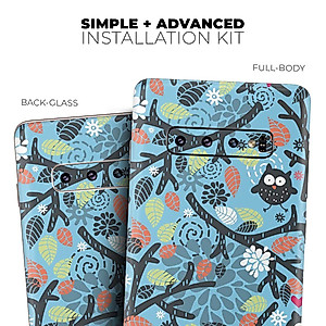 DesignSkinz Blue and Black Branches with Abstract Big Eyed Owls Protective Vinyl Decal Wrap Skin Cover Compatible with The Samsung Galaxy S20 (Screen Trim & Back Glass Skin)