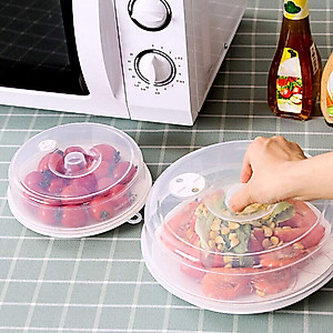2 PCS Microwave Cover for Food, Clear Microwave Splatter Cover with Steam Vent, 9 Inch and 6.7 Inch Covers, Kitchen Gadgets and Accessories, Transparent