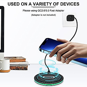 Wireless Charger Pad for Google Pixel 7 Pro/6 Pro/6/5/5xl/4xl,15W Max Fast Qi Wireless Phone Charger for iPhone 14 Plus/14 Pro Max/13/12/11/X/8 Plus/SE,Samsung Galaxy S23 S22 S21 S20 S10 Plus/Note 20