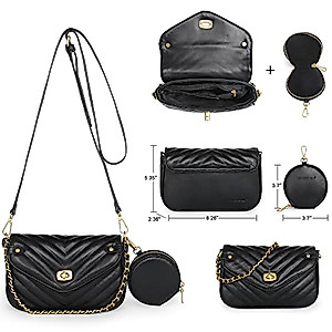 Montana West Quilted Small Crossbody Bags for Women Trendy Designer Shoulder Purses and Handbags with Coin Purse, 2PCS Set (Black)