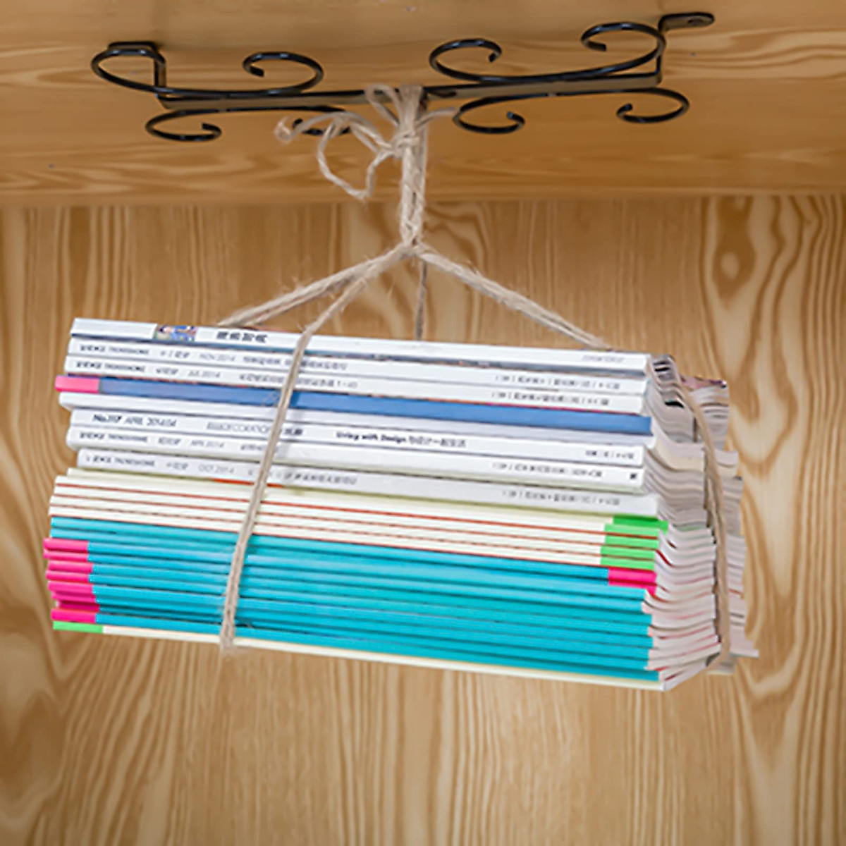 Wine Glasses Rack Under Cabinet Stemware Rack,Wine Glass Hanger Rack Wire Wine Glass Holder Storage Hanger for Cabinet Kitchen Bar BlackL