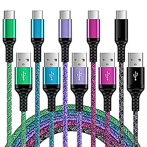 USB C Charger Cable Fast Charge C Type Charging Power Cord 5Pack 6FT for Samsung Galaxy S23/S23 Ultra/S23 Plus/S22/S21 Ultra/S21+/S20 FE Note20 A14 A53 A13 A03S A12 A51 A71 A32,Google Pixel 7 Pro 6a 6