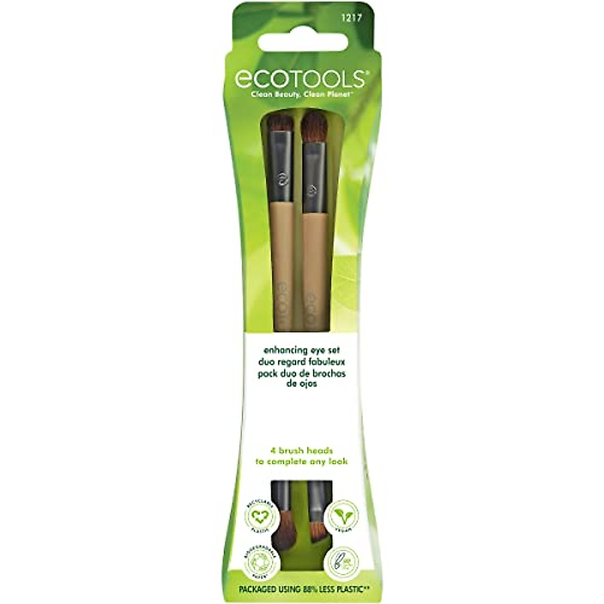 EcoTools Eye Enhancing Duo Makeup Brush Kit, For Enhanced Eye Look, Use to Define, Blend, Smudge, and Shade, 2 Piece Set