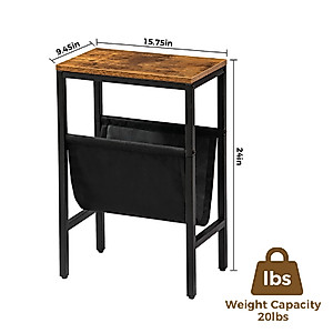 Small End Tables for Small Spaces – Small Side Table Living Room – Industrial Small Nightstand Bedroom –Narrow End Table – Slim Skinny Bedside Table – Little Thin Accent Table Tiny Drink Table