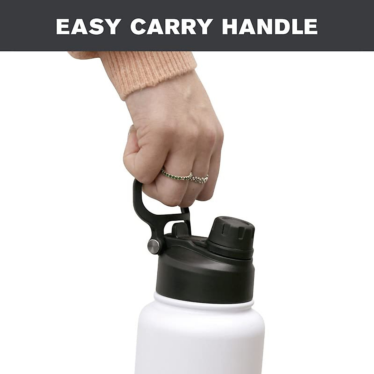 Hydraflow Hybrid - Triple Wall Vacuum Insulated Water Bottle with Dual Lid (25oz, Seafoam) Stainless Steel Metal Thermos, Reusable Leak Proof BPA-FREE for Sports and Travel