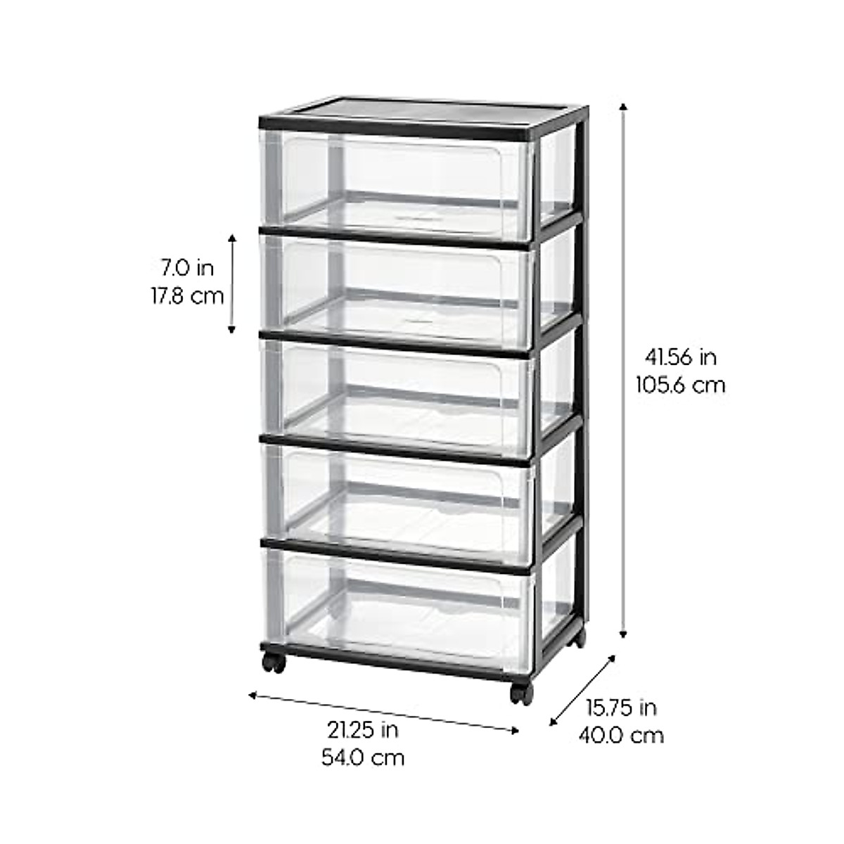 IRIS 110306 110306 5-Drawer Wide Chest, Black