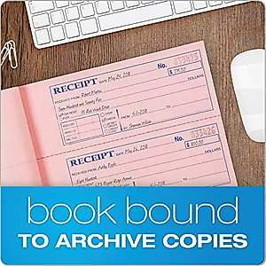 Adams Money and Rent Receipt Books, 3-Part Carbonless, 7-5/8" x 10-7/8", Bound Wraparound Cover, 100 Sets per Book, 4 Receipts per Page, 5 Books per Pack (TC1182-5)