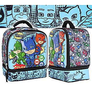 AI ACCESSORY INNOVATIONS PJ Masks Comic Book 3-D Character Dual Compartment Insulated Lunch Bag Tote