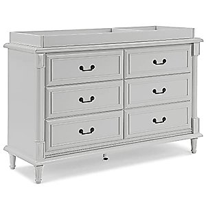 Delta Children Simmons Kids Juliette 6 Drawer Dresser with Changing Top, Greenguard Gold Certified, Moonstruck Grey
