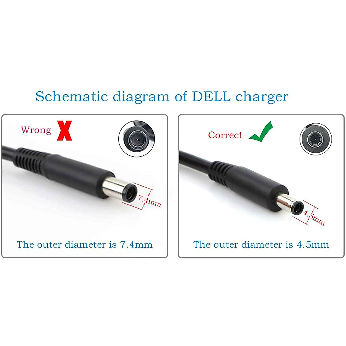 65W Charger for Dell Latitude 3320 3330 3400 3410 3420 3430 3500 3510 3520 3530 Inspiron 7786 2-in-1 P36E P36E001 Laptop 19.5V 3.34A AC Power Supply Adapter Cord