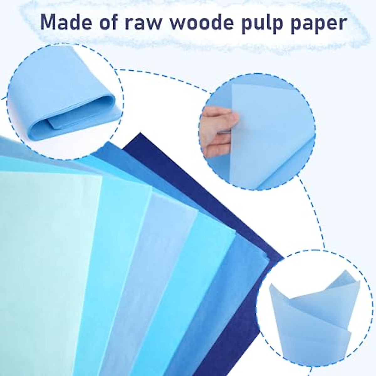 HEYPLACE 360 Sheets Tissue Paper for Gift Bags, Blue Tissue Paper Bulk 11.5 x 8Inch Tissue Paper for Gift Wrapping Crafts Graduation Wedding Birthday Party 6 Colors