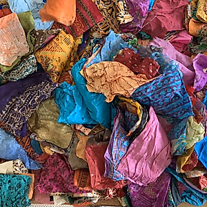 Silk Fabric Scraps, Recycled, Upcycled, Waste Remnants, Mystery Bag Lot, Mixed Fabric, Silk for Nuno (100 g Bag)