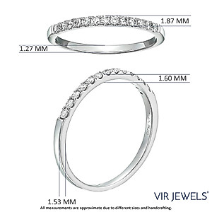 Vir Jewels 1/5 carat (ctw) Diamond Wedding Anniversary Band for Women, Half Eternity Round Diamond Engagement Ring 14K White Gold Prong Pave Set 0.20 cttw, Size 8