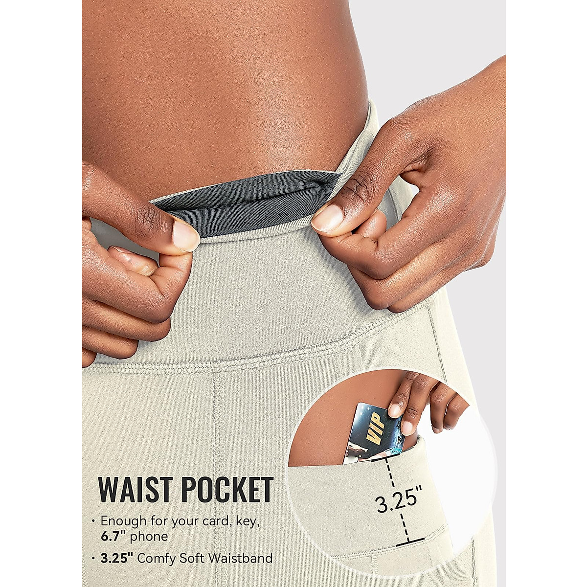 BALEAF Women's 7" Athletic Long Shorts High Waisted Running Bermuda Shorts with Pockets Khaki Medium