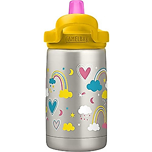 CamelBak Eddy+ Kids 12 oz Bottle, Insulated Stainless Steel with Straw Cap - Leak Proof When Closed, Rainbow Love