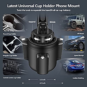 Cup Holder Phone Mount,15W Wireless Charger Car Phone Holder for Air Vent and Cup Holder,Cup Holder Phone Holder Compatible with Samsung Galaxy Z Fold 4/3/2,iPhone 13/12/11/X/8,Auto Clamp 5.6in-7.4in