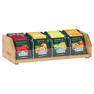 TIOPGHAD 𝑺𝒎𝒂𝒍𝒍 𝑩𝒂𝒎𝒃𝒐 Tea Bag holder, Wood countertop tea organizer basket Storage Box tea packets organizer tea packets Caddy Rack Tea Bags Containers for Drawers Kitchen Cabinet Office