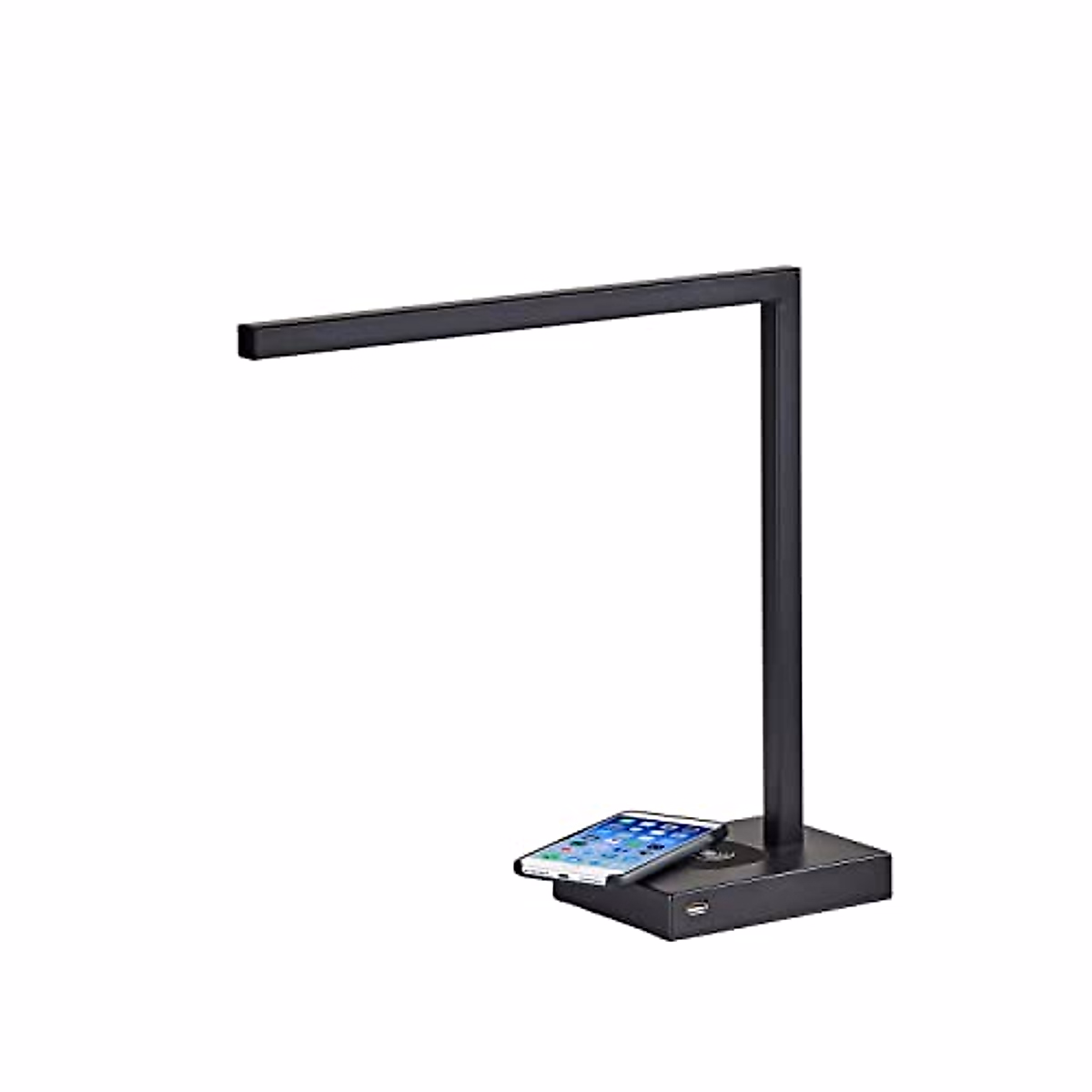 Adesso 4220-01 Aidan LED Desk Lamp Wireless Charging, 7W LED, 5W QI, USB Port, Indoor Lighting Lamps , Black